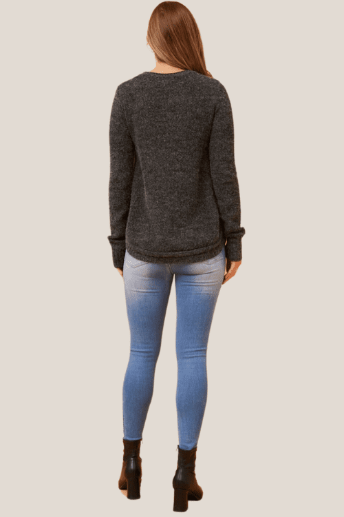 Hillary Button Knit - Charcoal | Symphony’s On Argyle